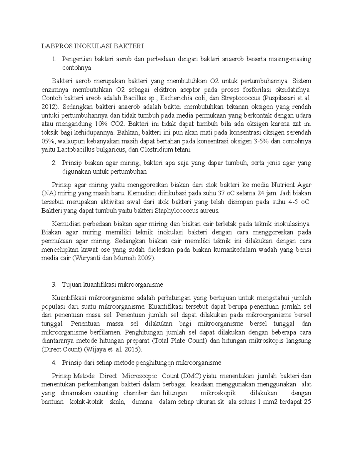 Laporan Praktikum Bakteri: Inokulasi, Metode Kuantifikasi dan Alat ...