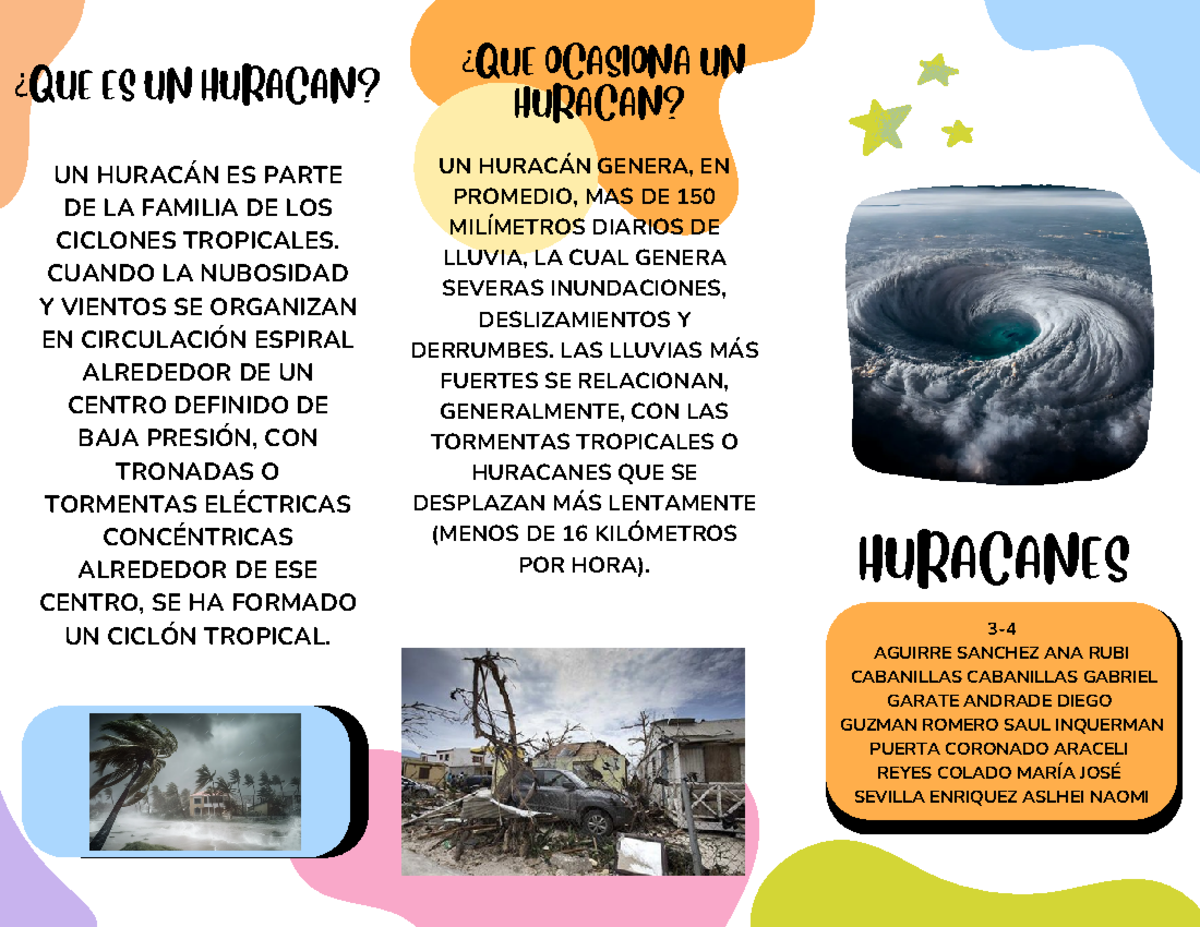Folleto Triptico: Huracanes y sus Efectos Desastrosos - Studocu