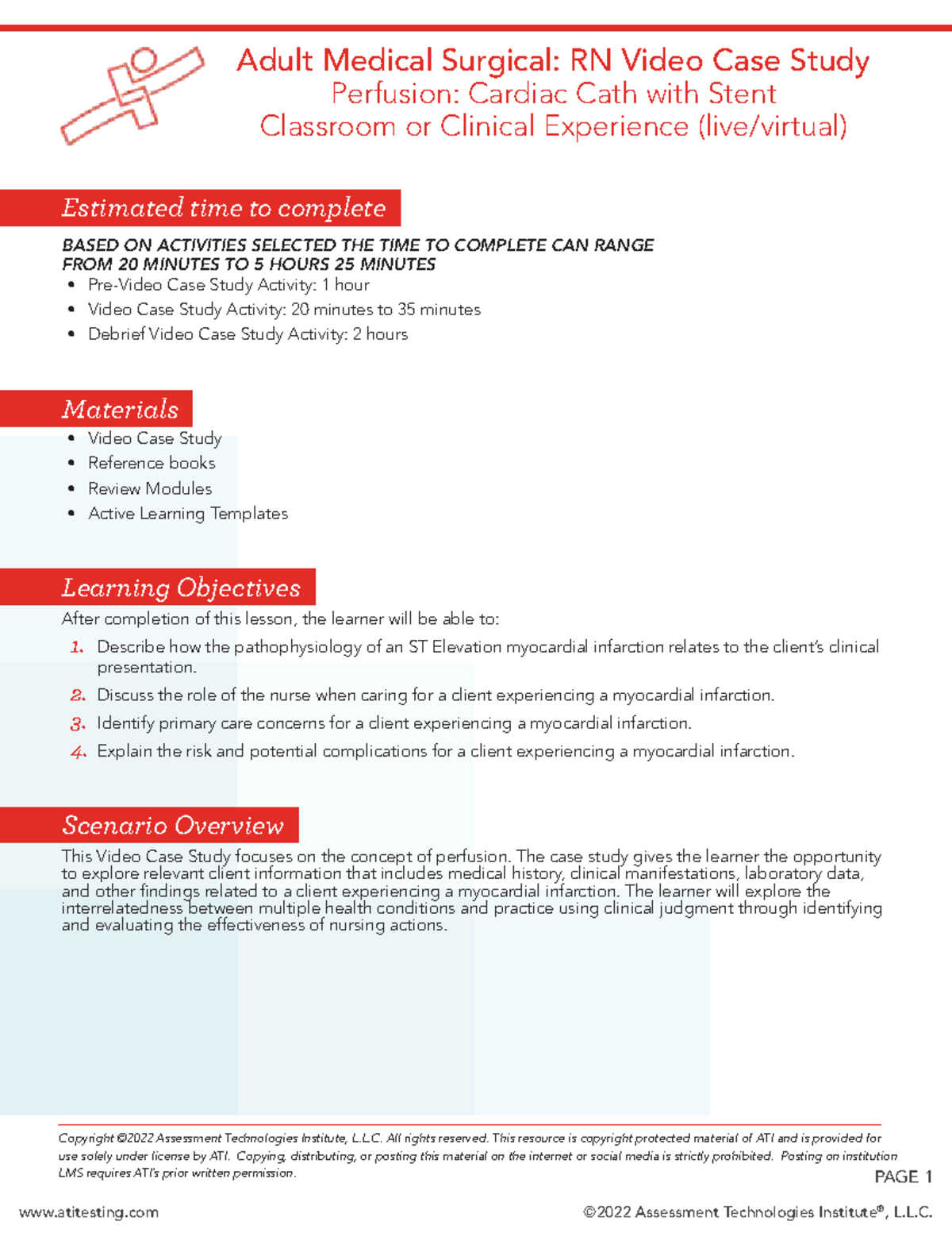 ATI VCS RN Video Case Study: Cardiac Cath with Stent Insights - Studocu