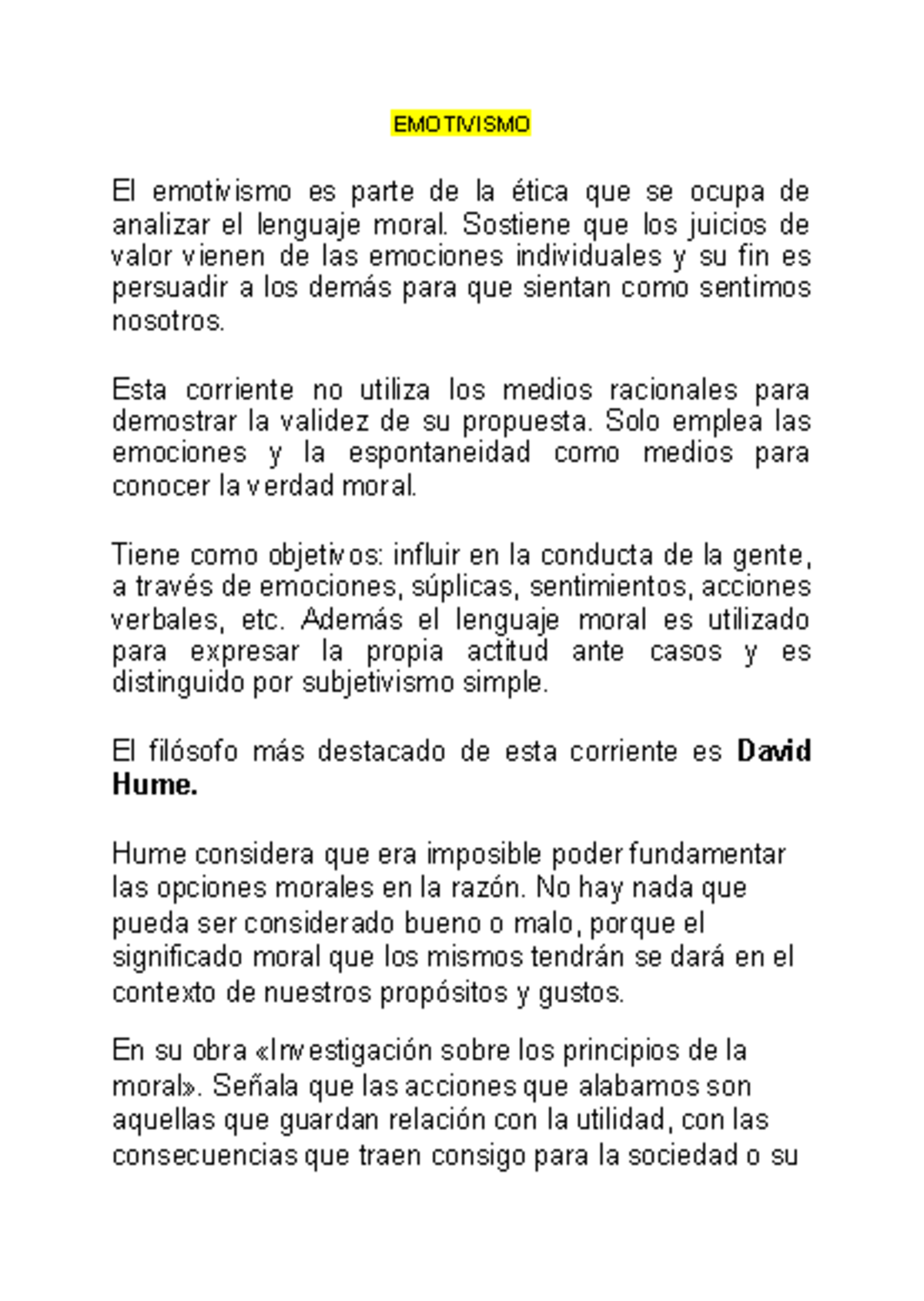 Emotivismo: Análisis de la Ética y el Lenguaje Moral - Studocu