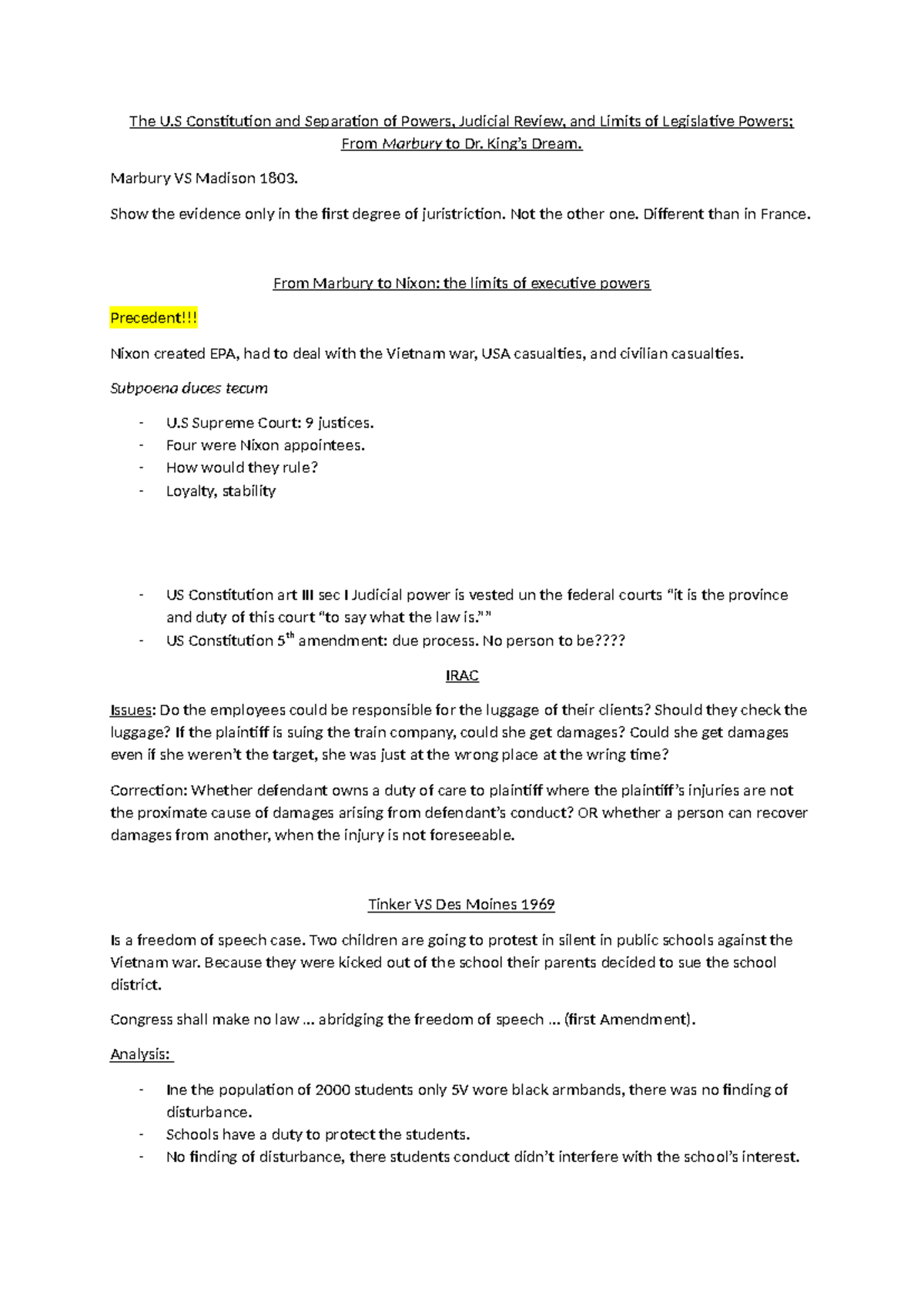 DU: The U.S. Constitution, Judicial Review, and Executive Limits - Studocu