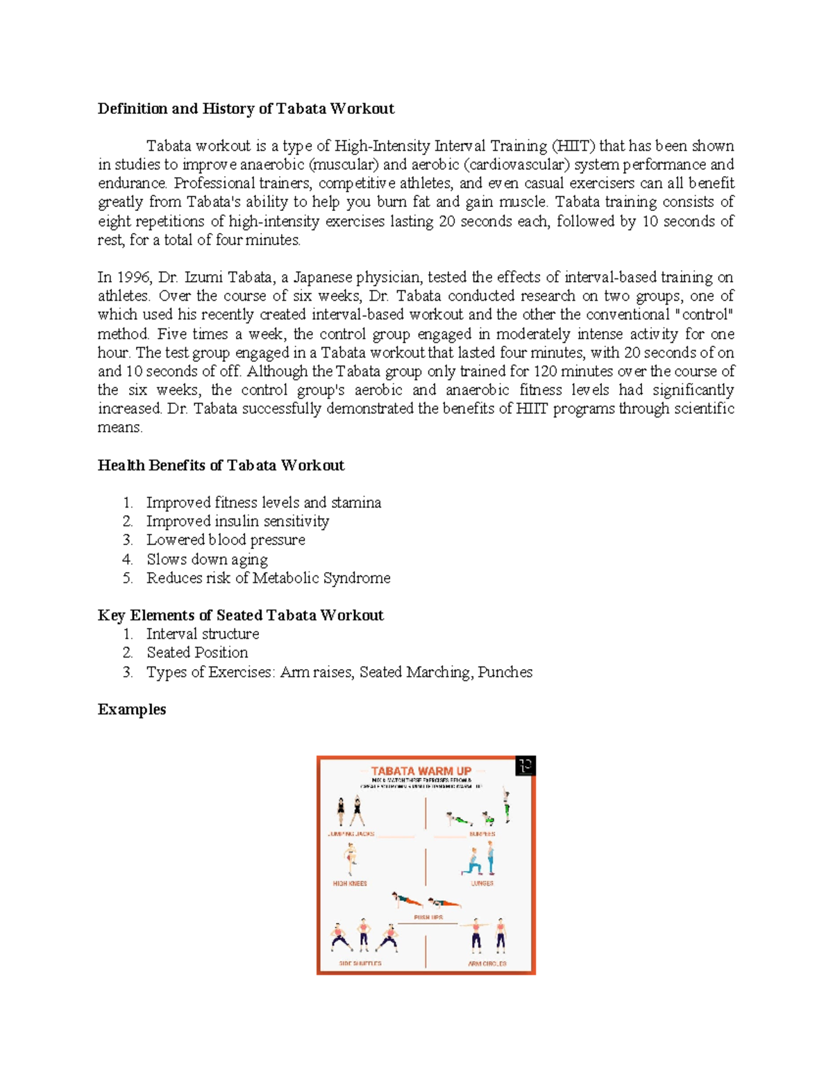 Tabata Workout: Definition, History, and Health Benefits Explained - Studocu