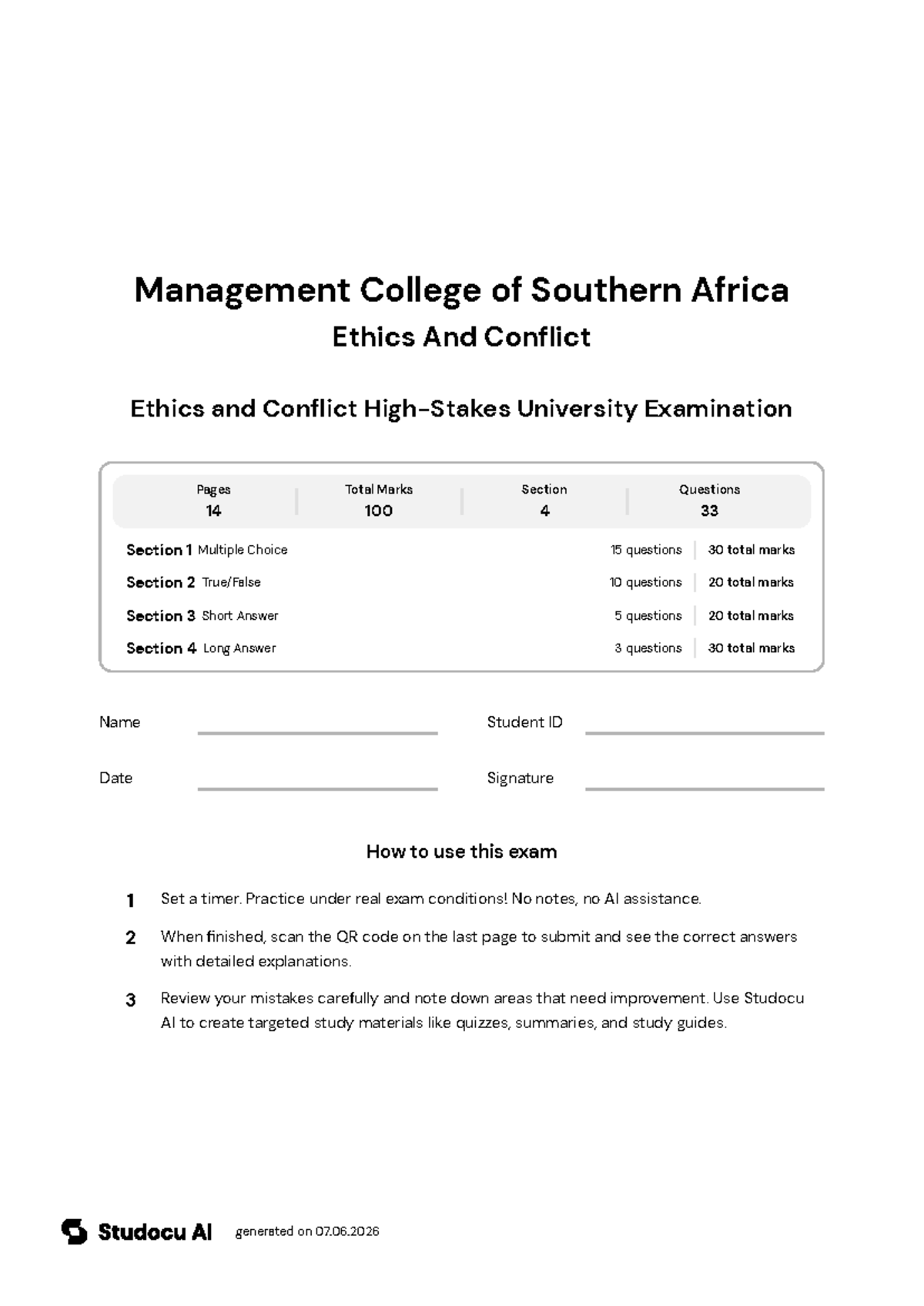 EC7 Ethics and Conflict Final Exam - Studocu