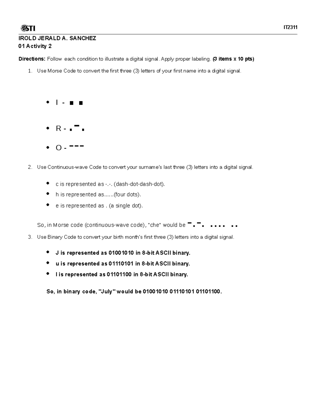 Morsecode - Assignments - IT IROLD JERALD A. SANCHEZ 01 Activity 2 ...