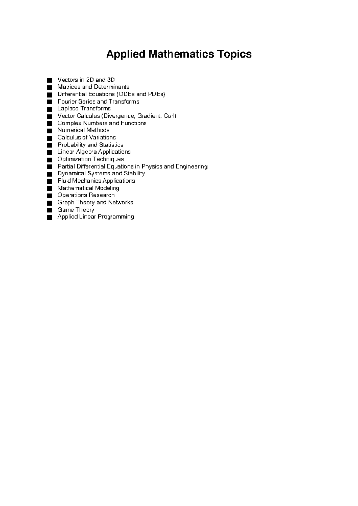 Applied Maths Topics - Applied Mathematics Topics n Vectors in 2D and ...
