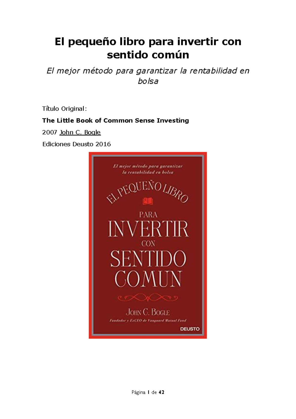 El Pequeño Libro de Inversión con Sentido Común: Estrategias Efectivas ...