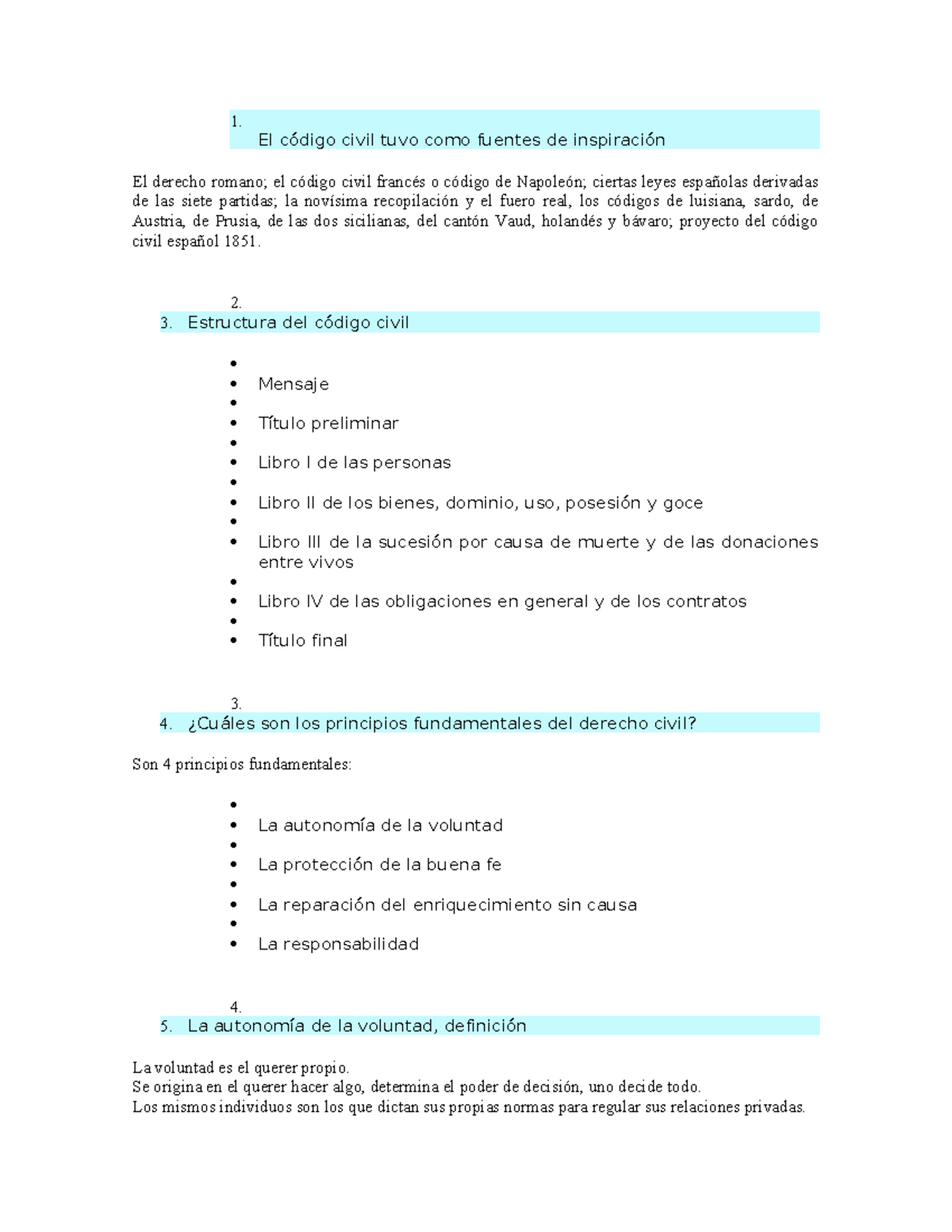 Cedu civil - cedulario - 1. El código civil tuvo como fuentes de ...