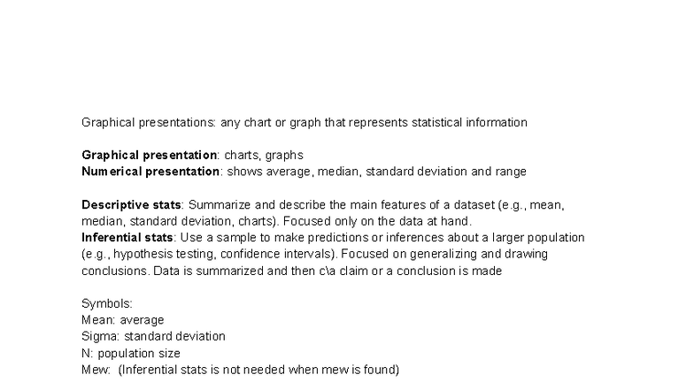 QMS210 Lecture Notes: Graphical & Numerical Data Presentations - Studocu