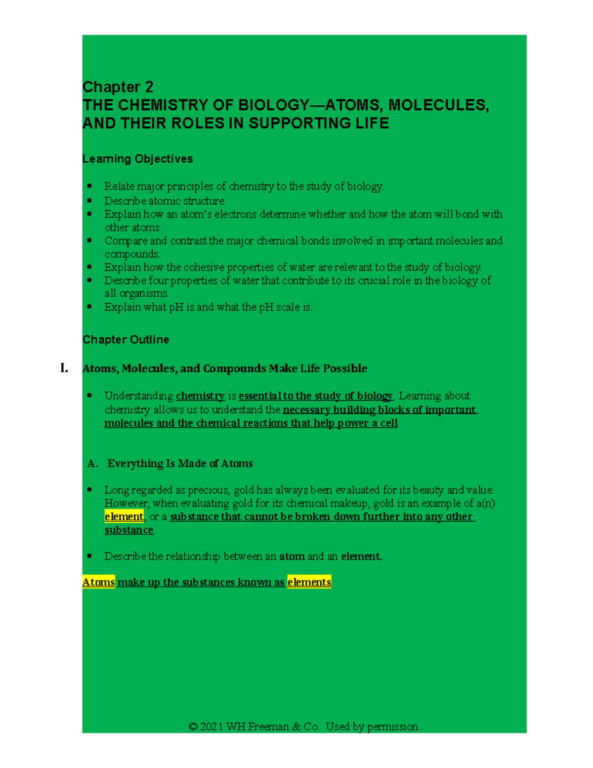 Chapter 2 Chemistry of Biology Outline - Chapter 2 THE CHEMISTRY OF ...