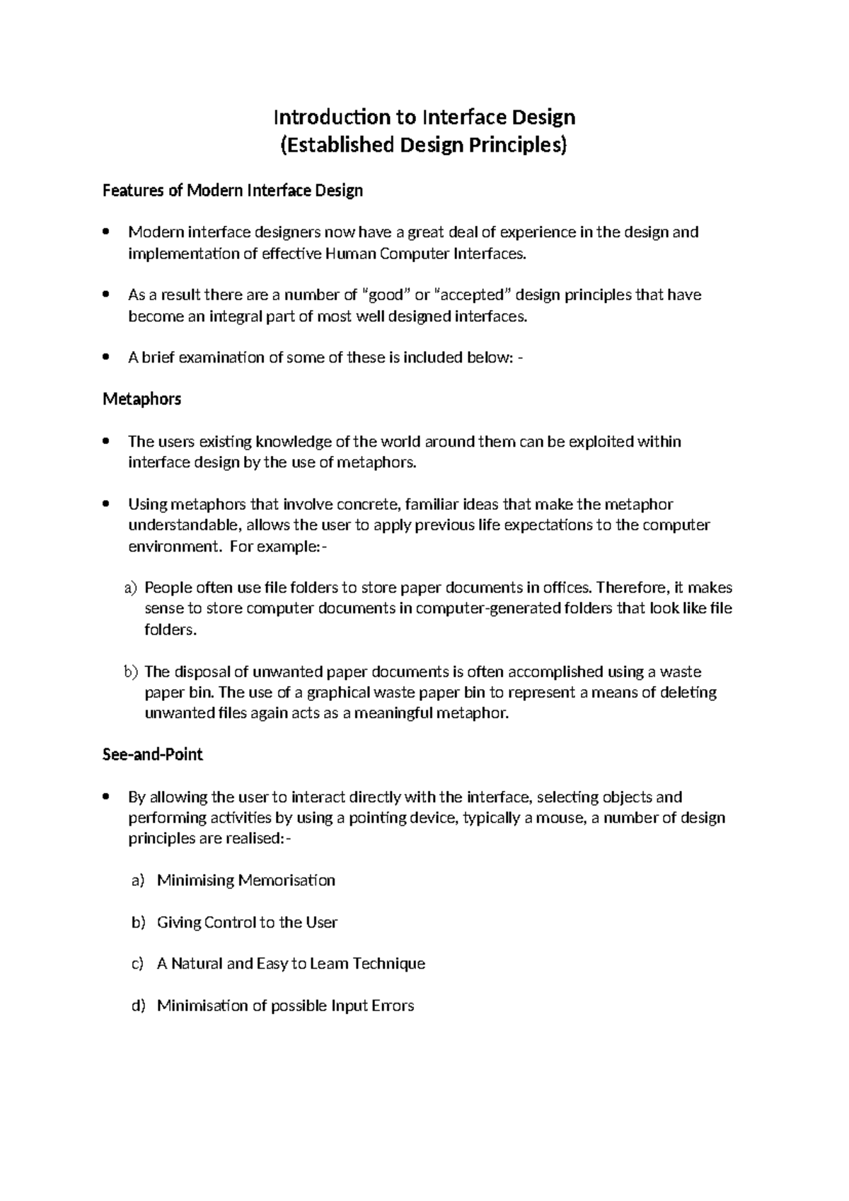 Topic 7: Introduction to Interface Design Principles and Guidelines ...