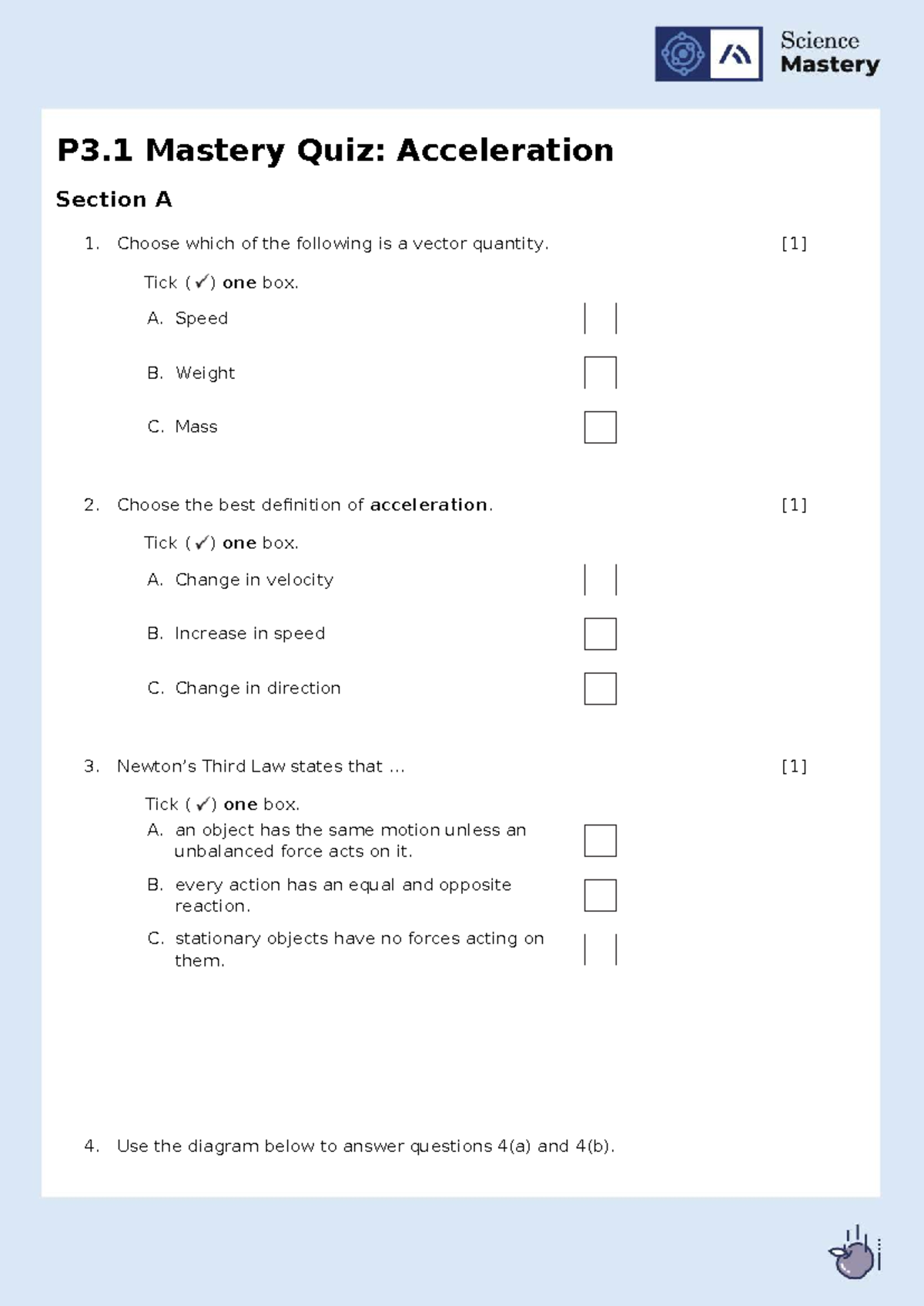 P3.1 Mastery Quiz: Understanding Acceleration Concepts - Studocu