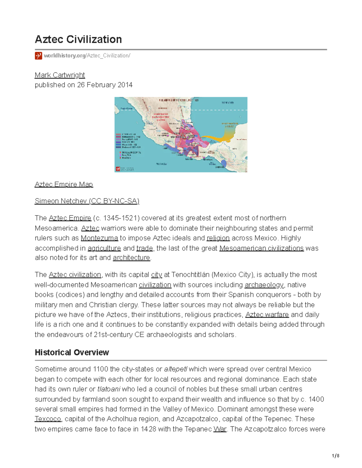 Aztec Civilization Overview - WHE Insights on Empire & Culture - Studocu