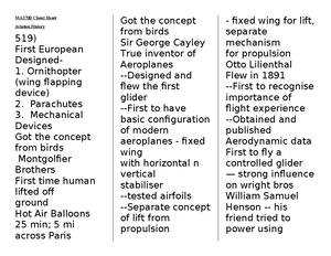 MA1700 Cheat Sheet - Fuselage-carries payload, produces some lift ...