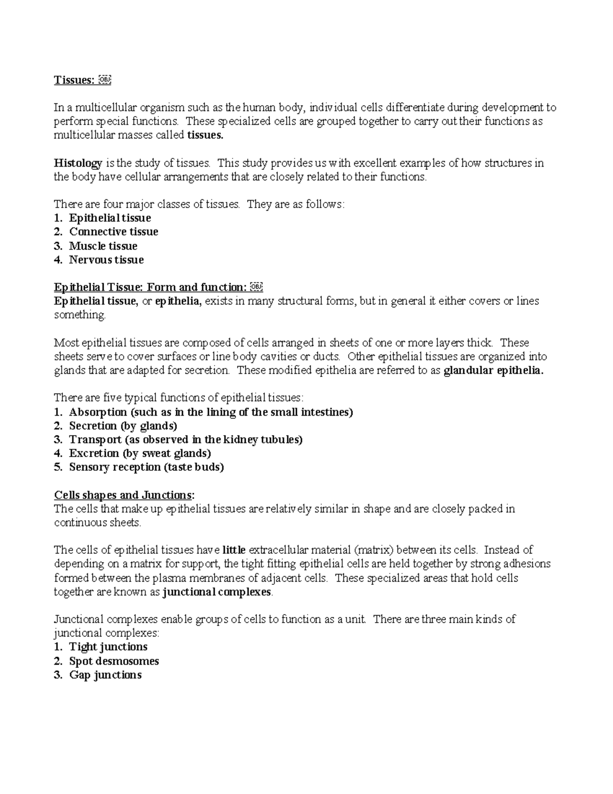 Histology: Understanding Tissues and Their Functions in Humans - Studocu