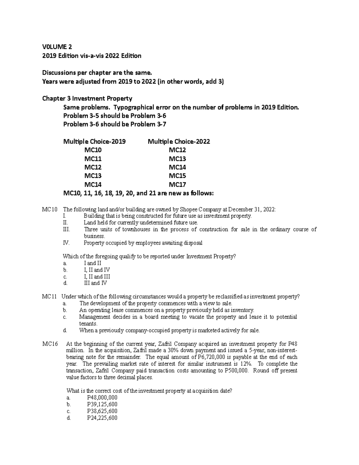 VOLUME 2: Comparison of 2019 vs 2022 Editions - Chapter Insights - Studocu