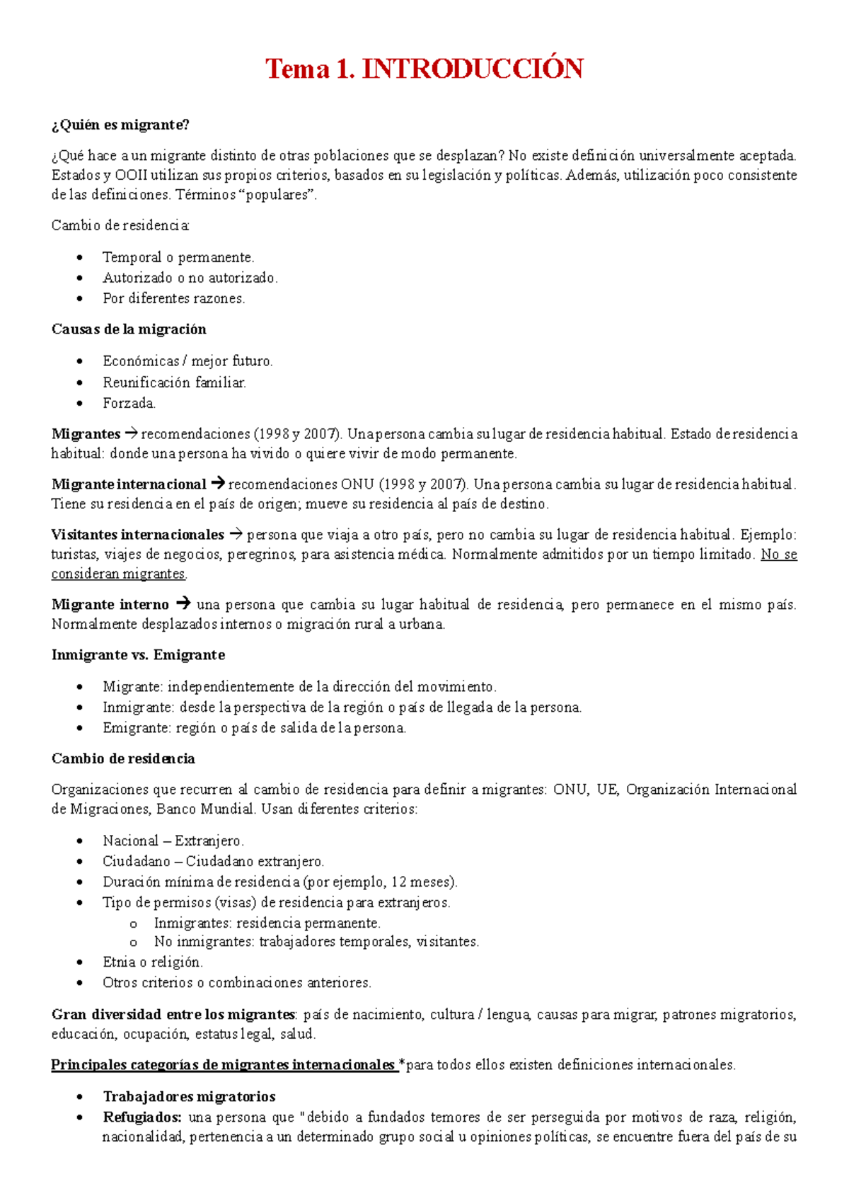 Inmigración: Apuntes Completos sobre Migrantes y Derechos Humanos - Studocu