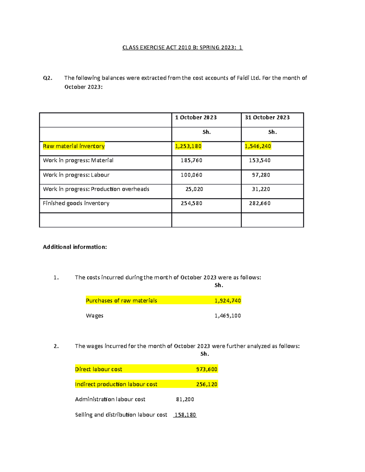 Class Exercise ACT 2010 B - CLASS EXERCISE ACT 2010 B: SPRING 2023: 1 ...