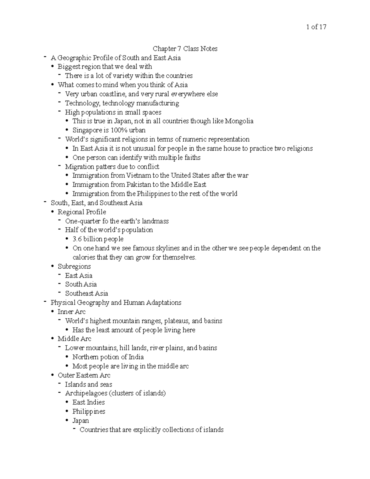 Chapter 7 Class Notes - Geographic Insights into South & East Asia ...