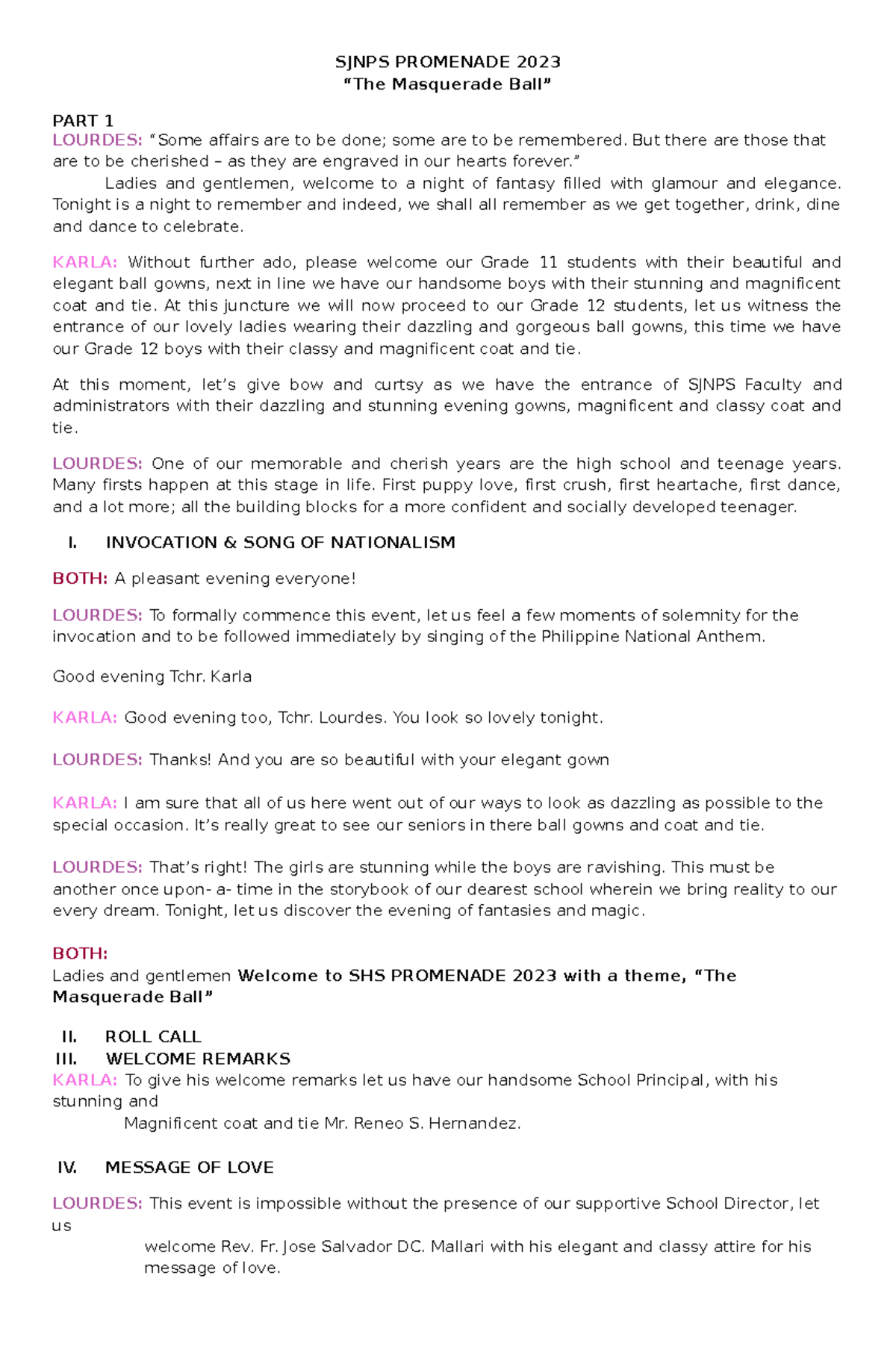 SJNPS Promenade 2023: A Night of Elegance at The Masquerade Ball - Studocu