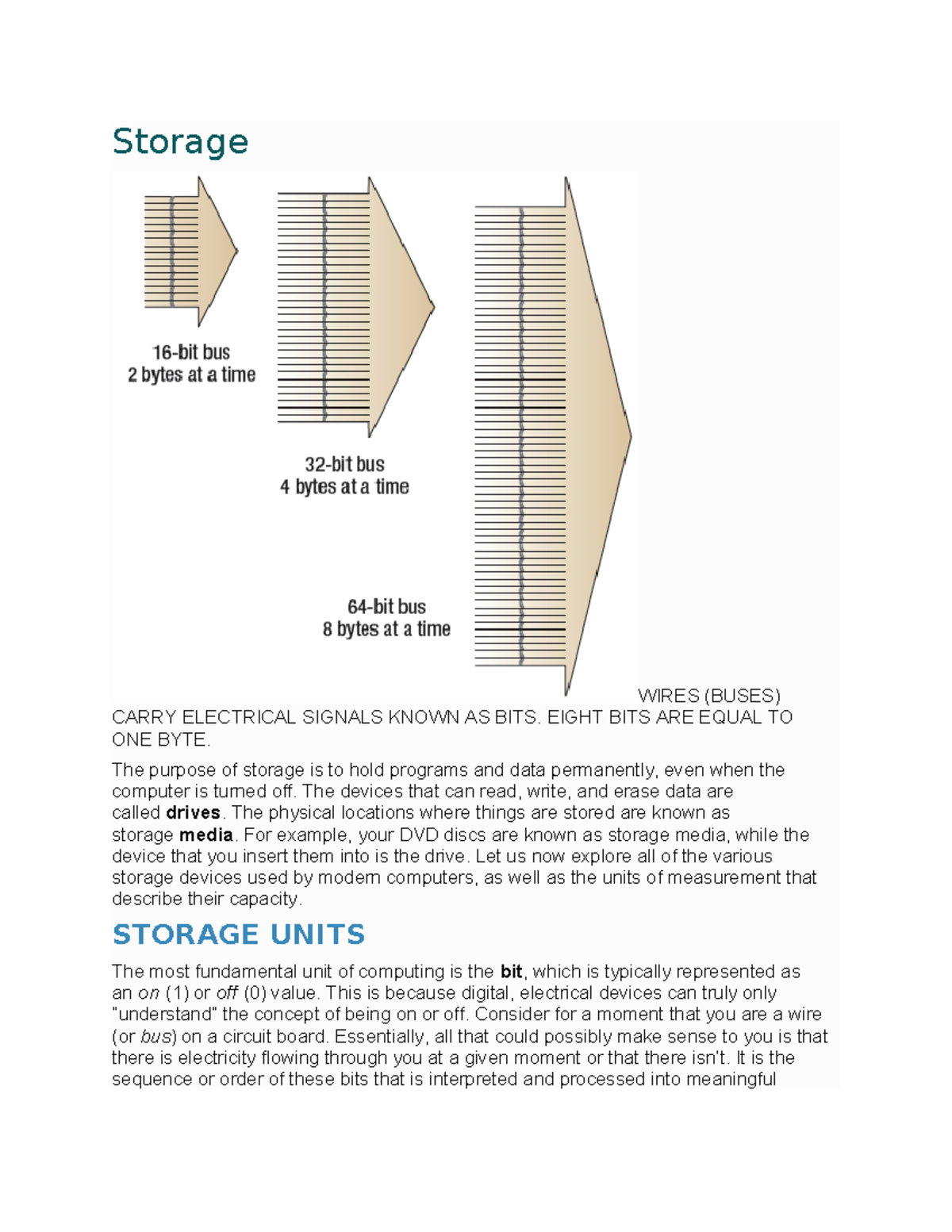 Mega byte chapter 7 - adsd - Storage WIRES (BUSES) CARRY ELECTRICAL ...