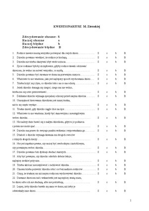 Skala Postaw Rodzicielskich - Skala Postaw Rodzicielskich Kwestionariusz jest przeznaczony do ...