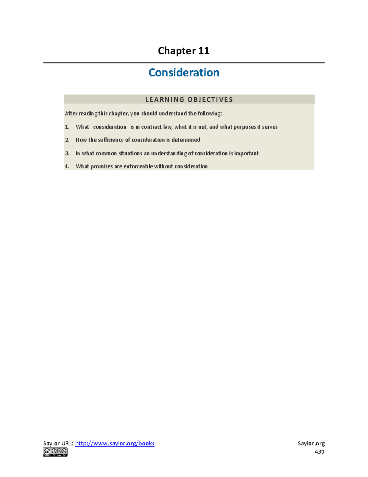 Chapter 11: Legal Aspects of Consideration in Contract Law (LAW 101 ...