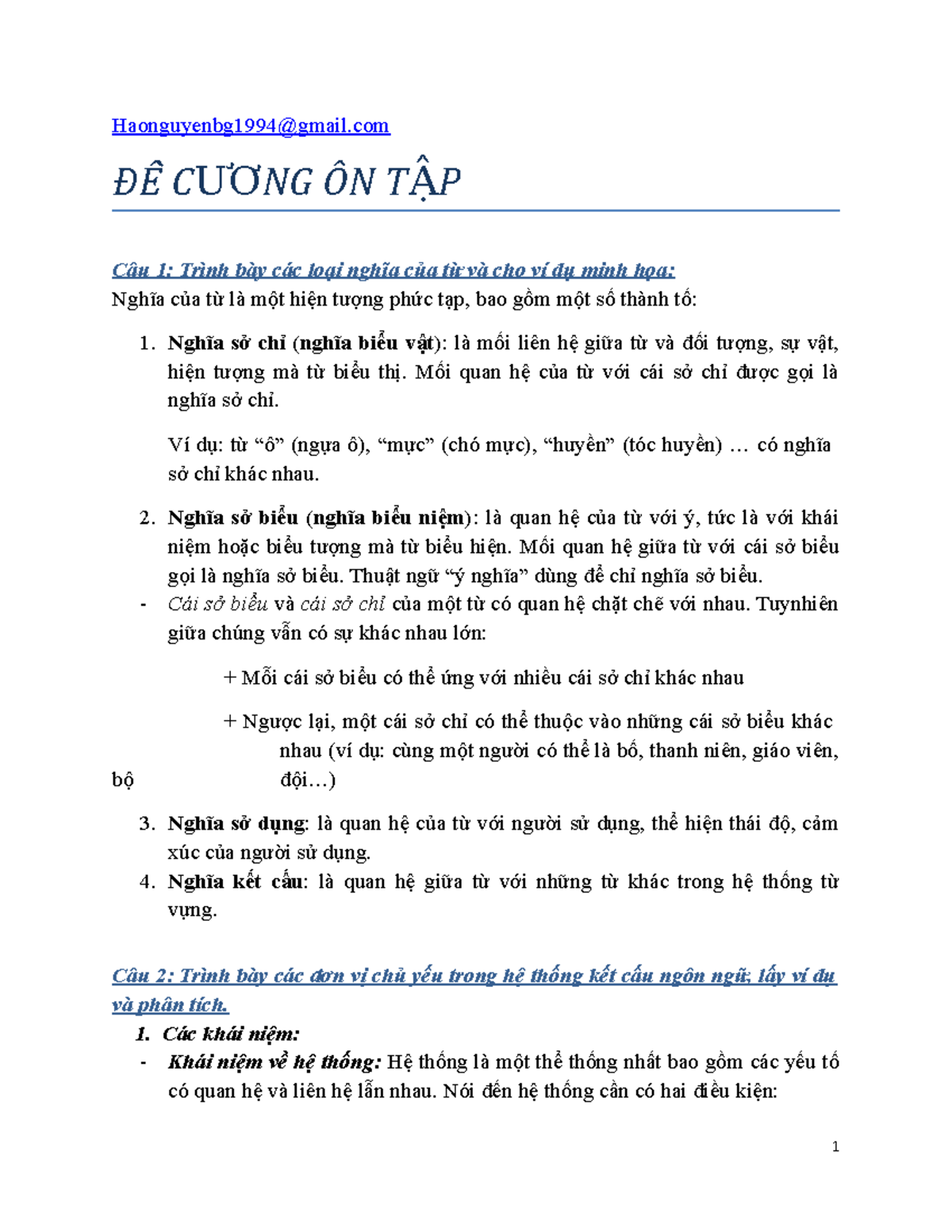 De cuong on tap cau hoi ly thuyet mon dan luan ngon ngu - ĐỀỀ CƯƠNG ÔN TẬP Câu 1: Trình bày các ...