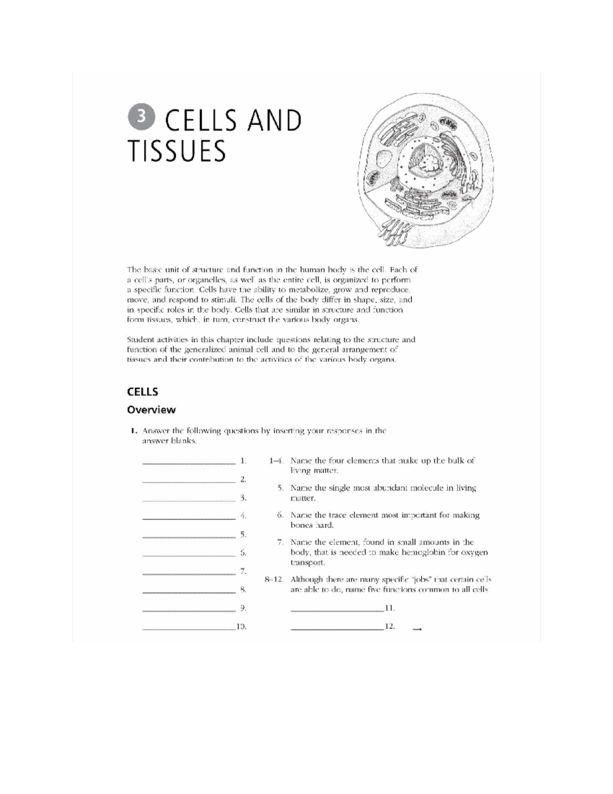 Activity 1: 1st Year Biology Practice - Cells & Tissues Insights - Studocu