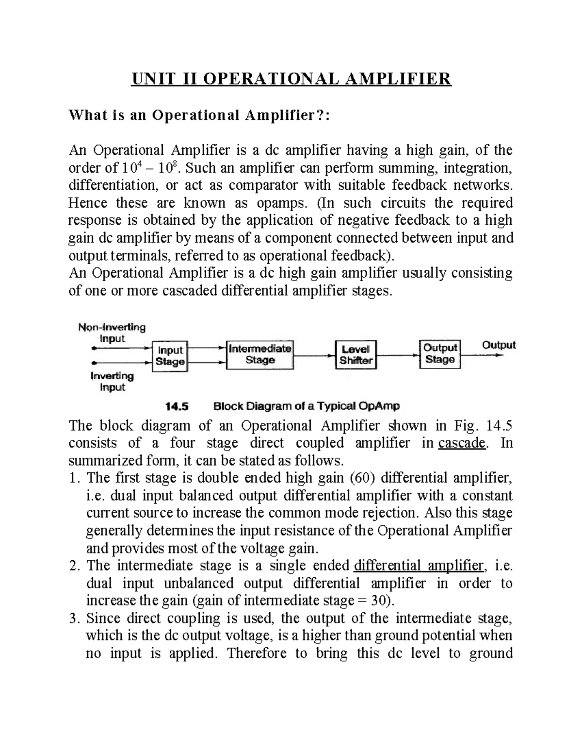 OP-AMP II UNIT - Key Concepts and Characteristics Explained - Studocu