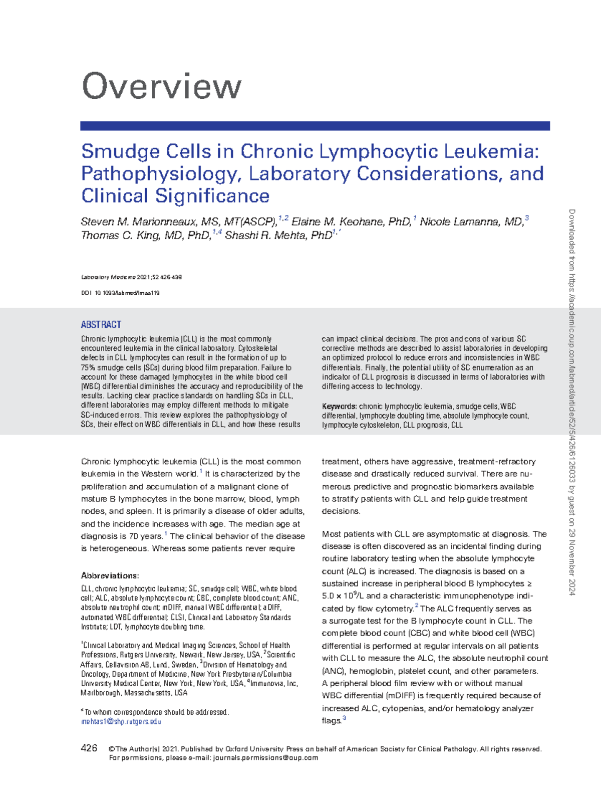 Smudge Cells in CLL: Pathophysiology, Lab Considerations & Clinical ...