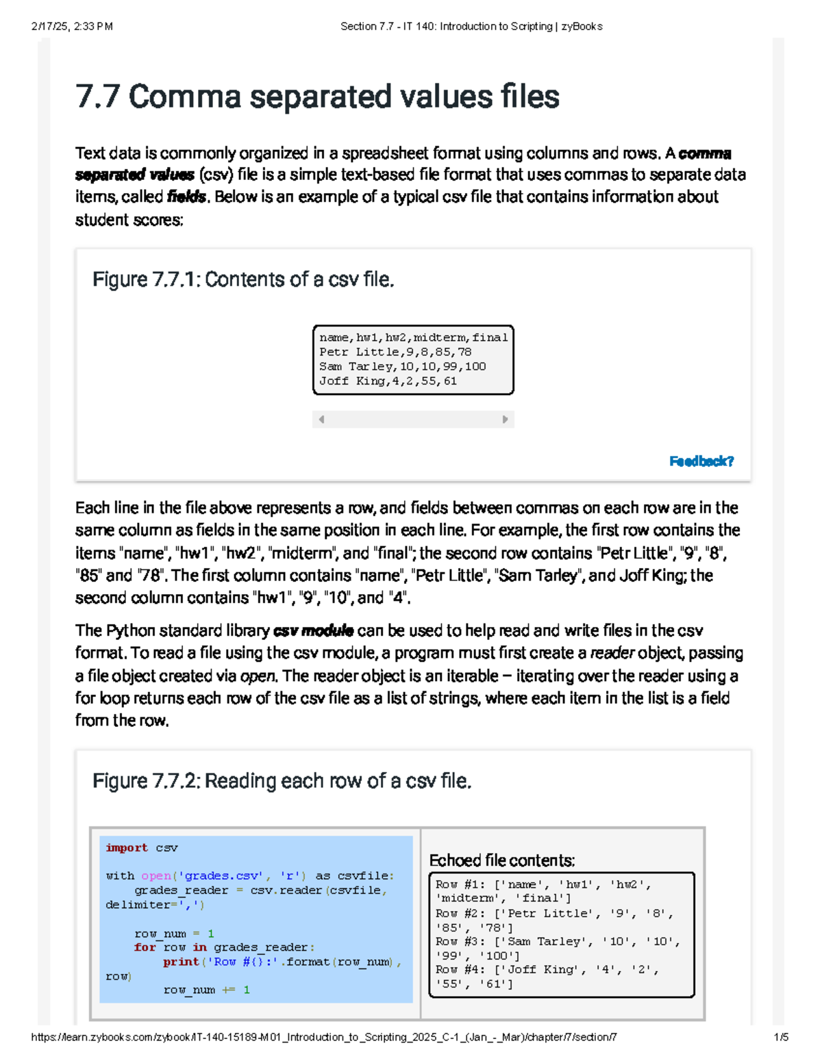7.7 Comma Separated Values (CSV) Files - Practice Assignments - Studocu