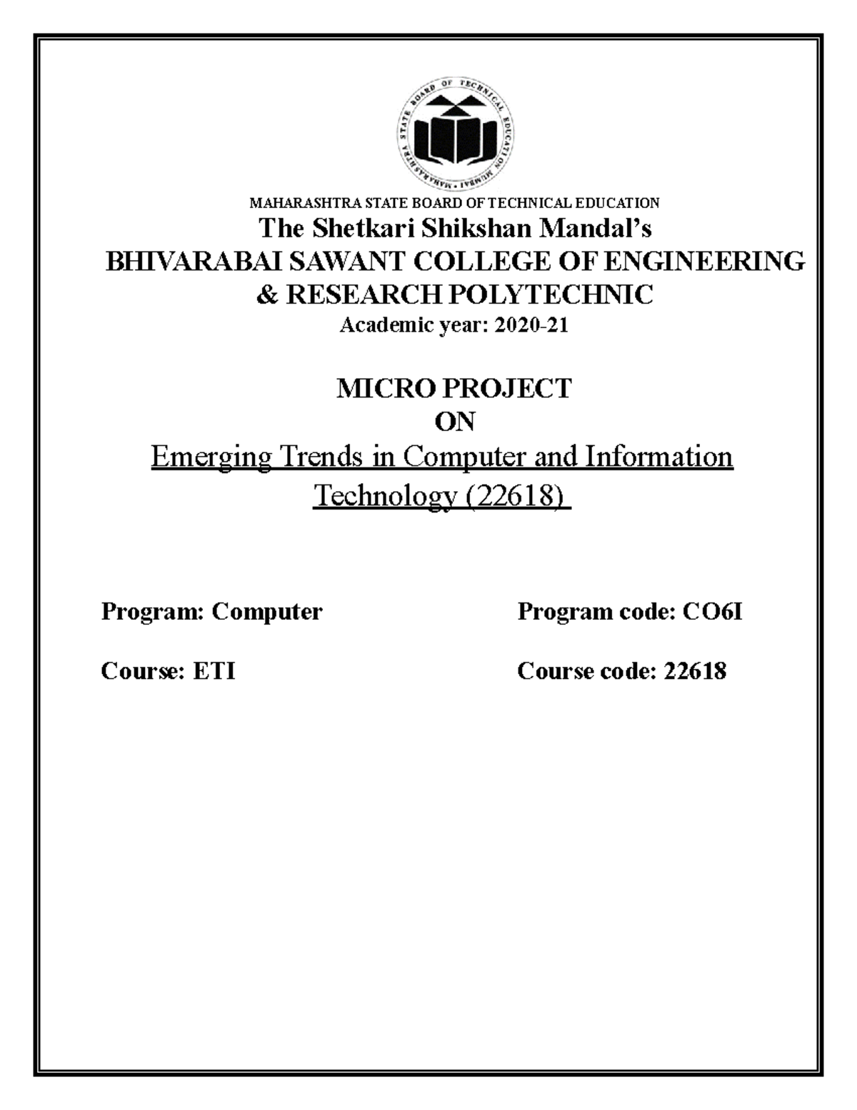 Microprojects And notes OF subjects From MSBTE Syllabus - MAHARASHTRA ...