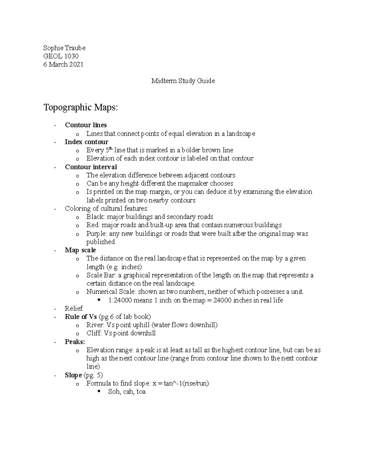 GEOL 1030 Midterm Exam Study Guide: Intro to Geology Lab 1 Notes - Studocu