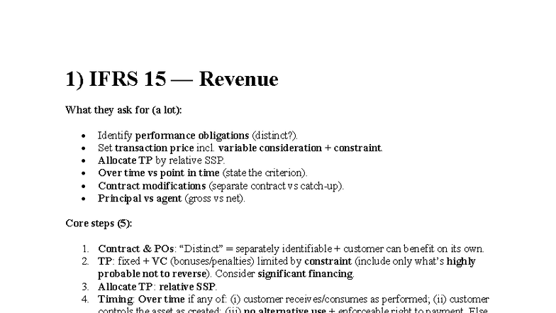 IFRS Study Guide: Key Concepts & Exam Tips for 1) Revenue, 2) Leases, 3 ...
