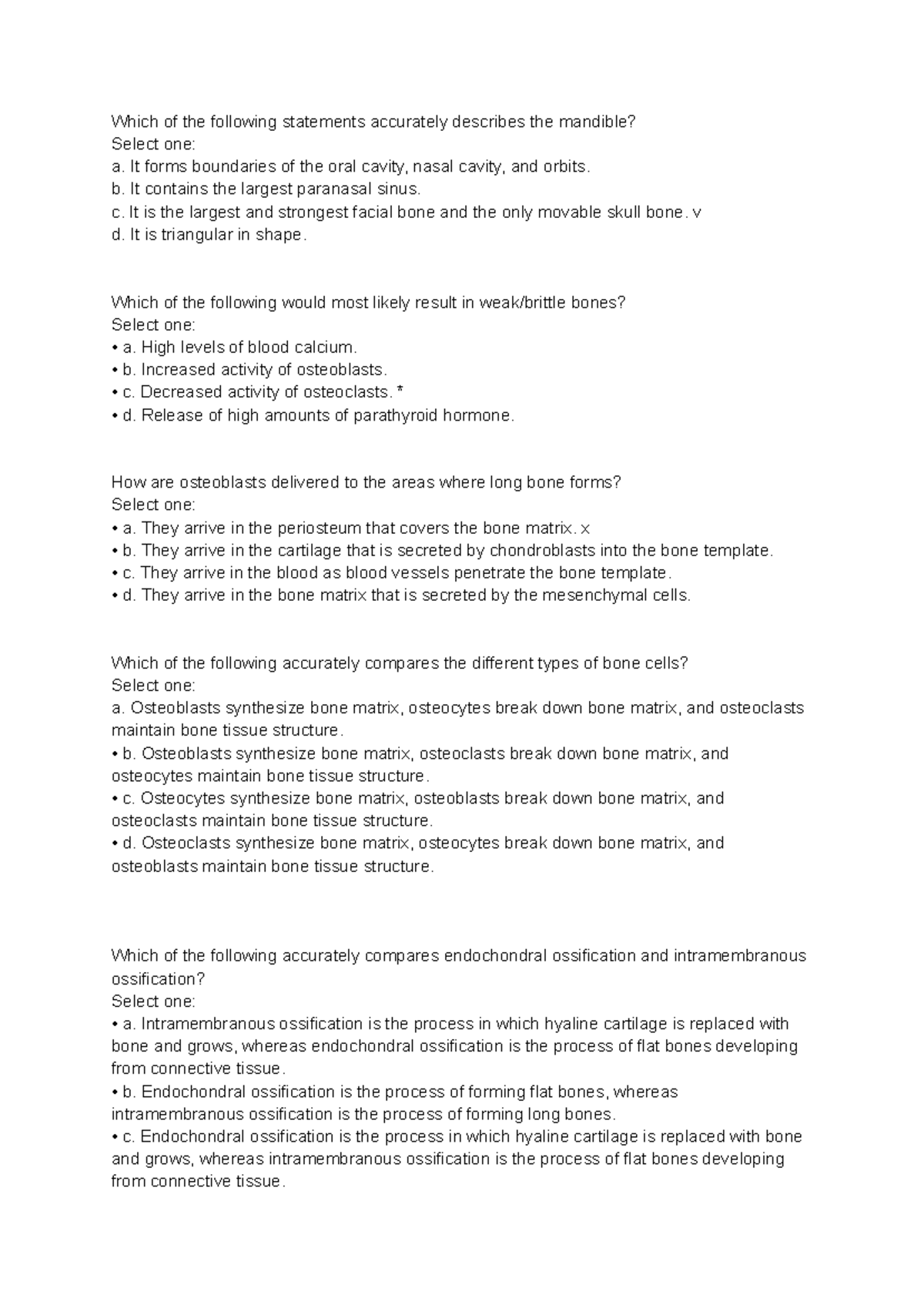 AP1 Midterm 2 - Practice Quiz on Bone and Muscle Anatomy - Studocu