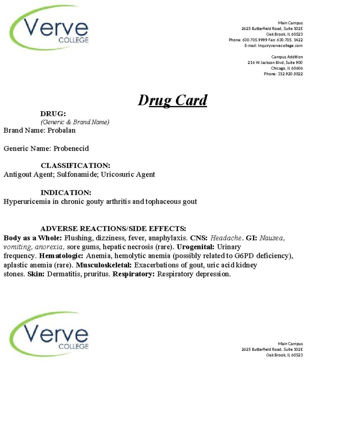 Probenecid Drug Card: Classification, Indications & Side Effects - Studocu