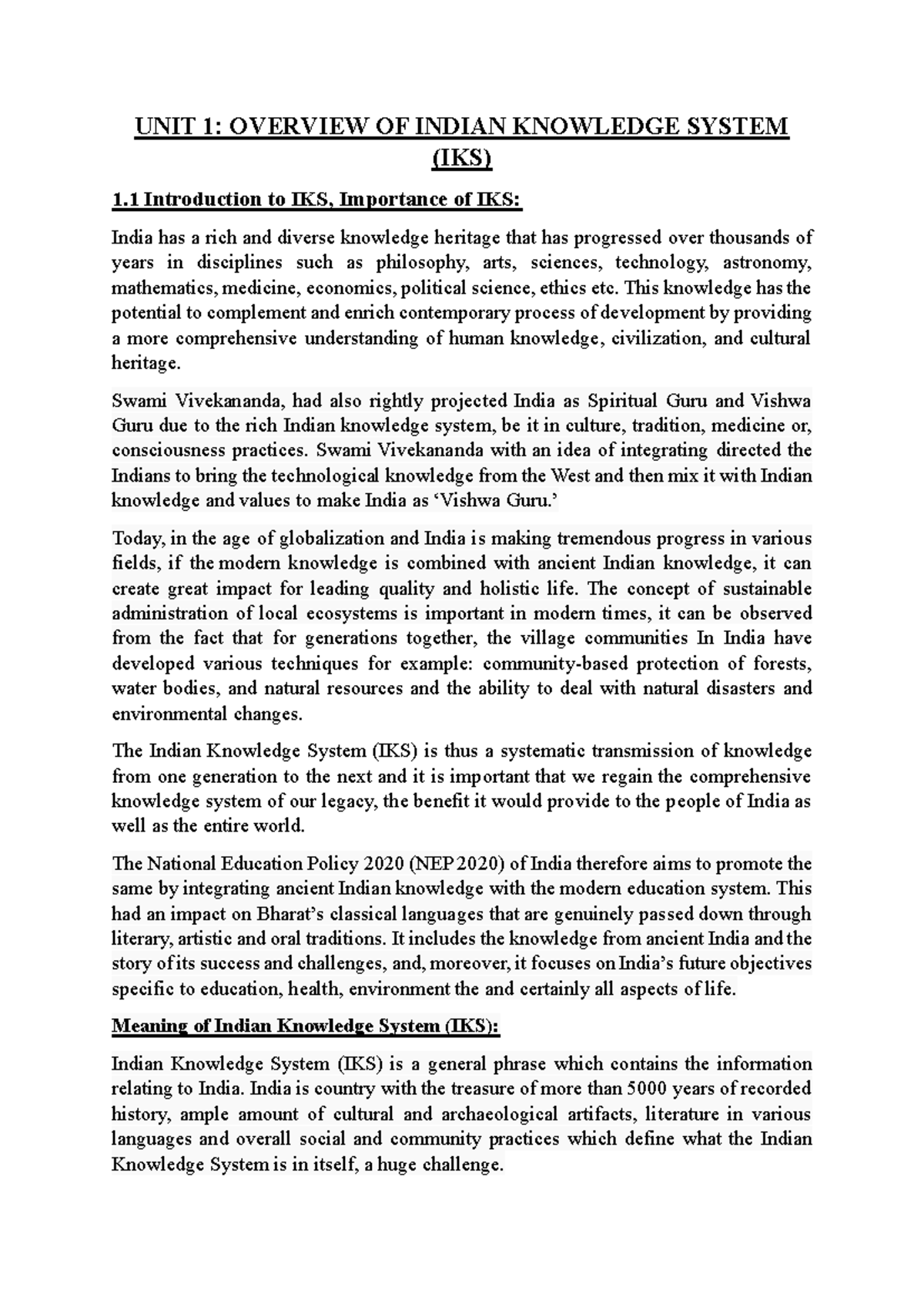 IKS 101: Overview of the Indian Knowledge System - Revised Syllabus ...