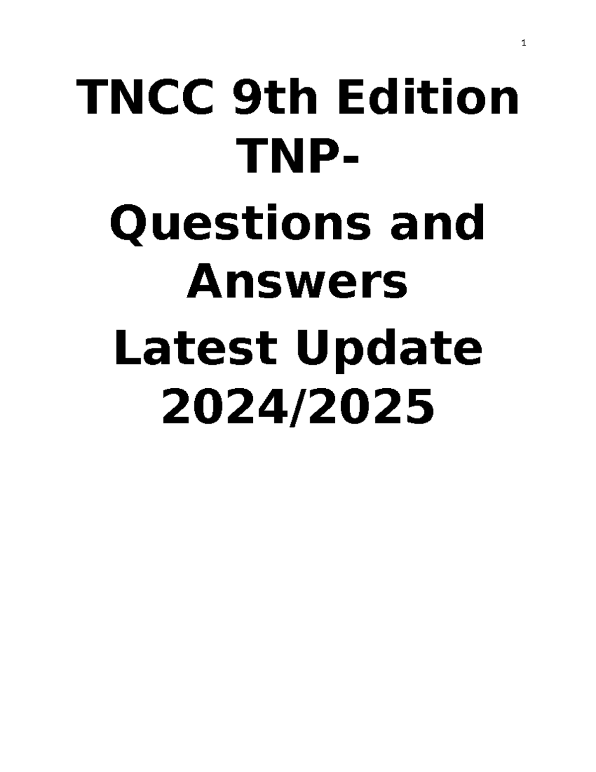 TNCC TNP Questions & Answers - Latest Updates for 2024-2025 - Studocu