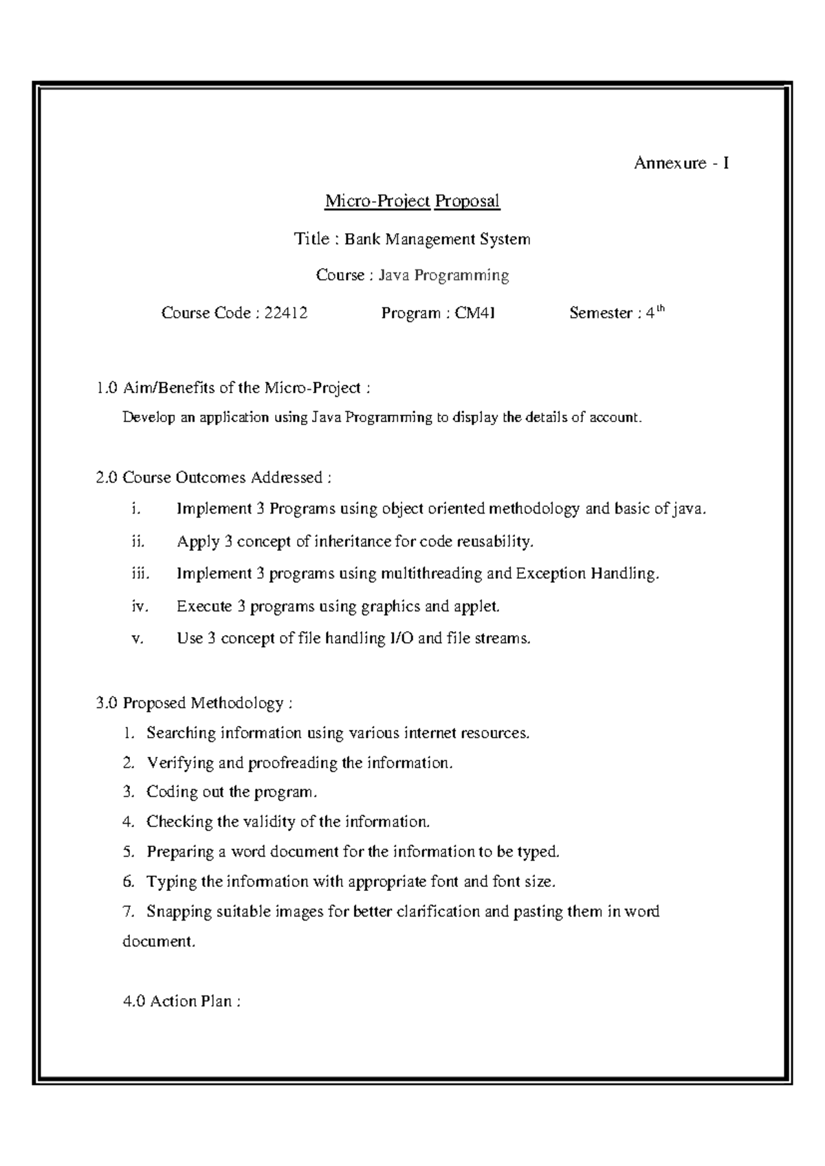 Java Programming Project Proposal: Bank Management System (22412) - Studocu