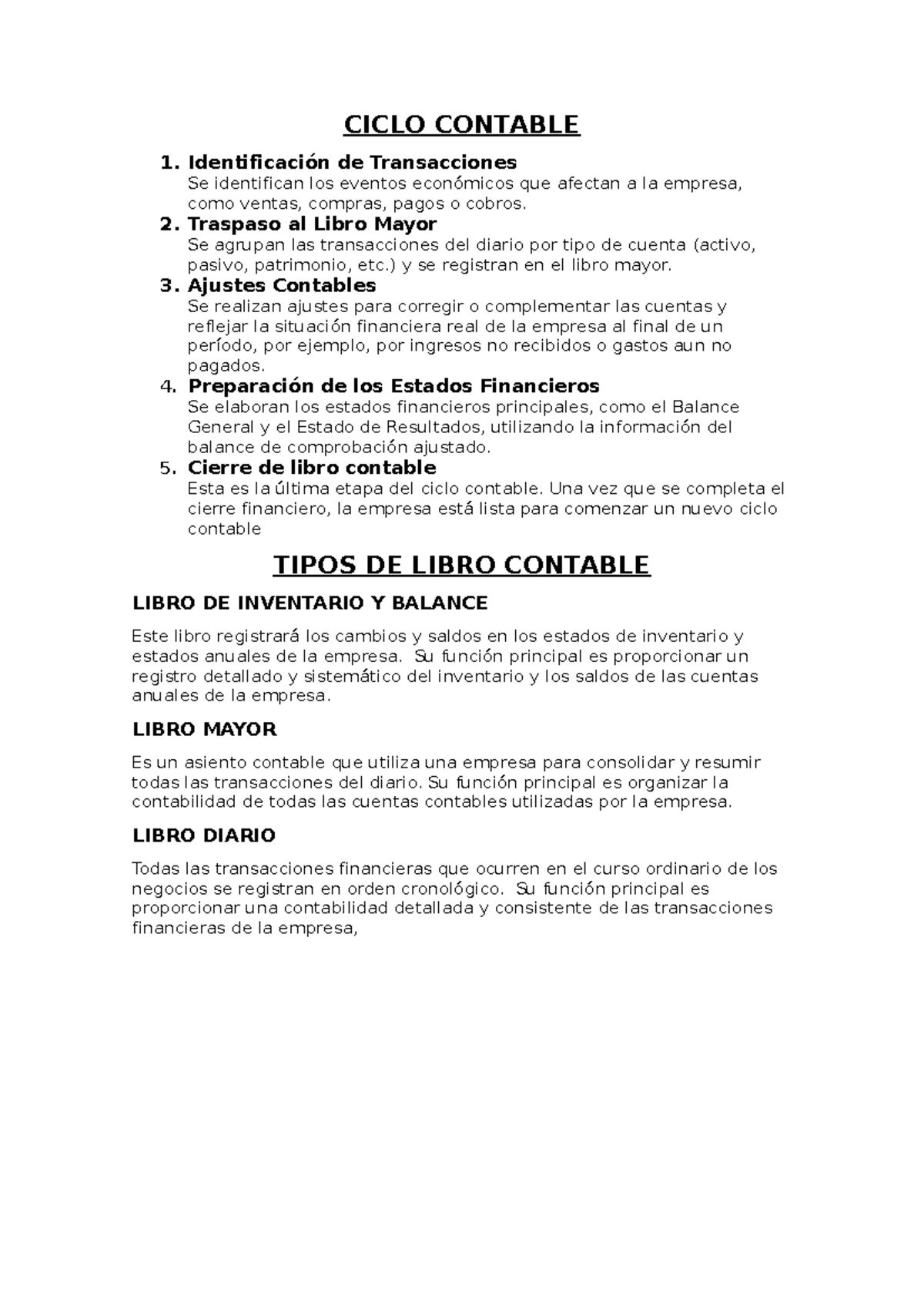 CICLO CONTABLE: Identificación y Registro de Transacciones - Studocu