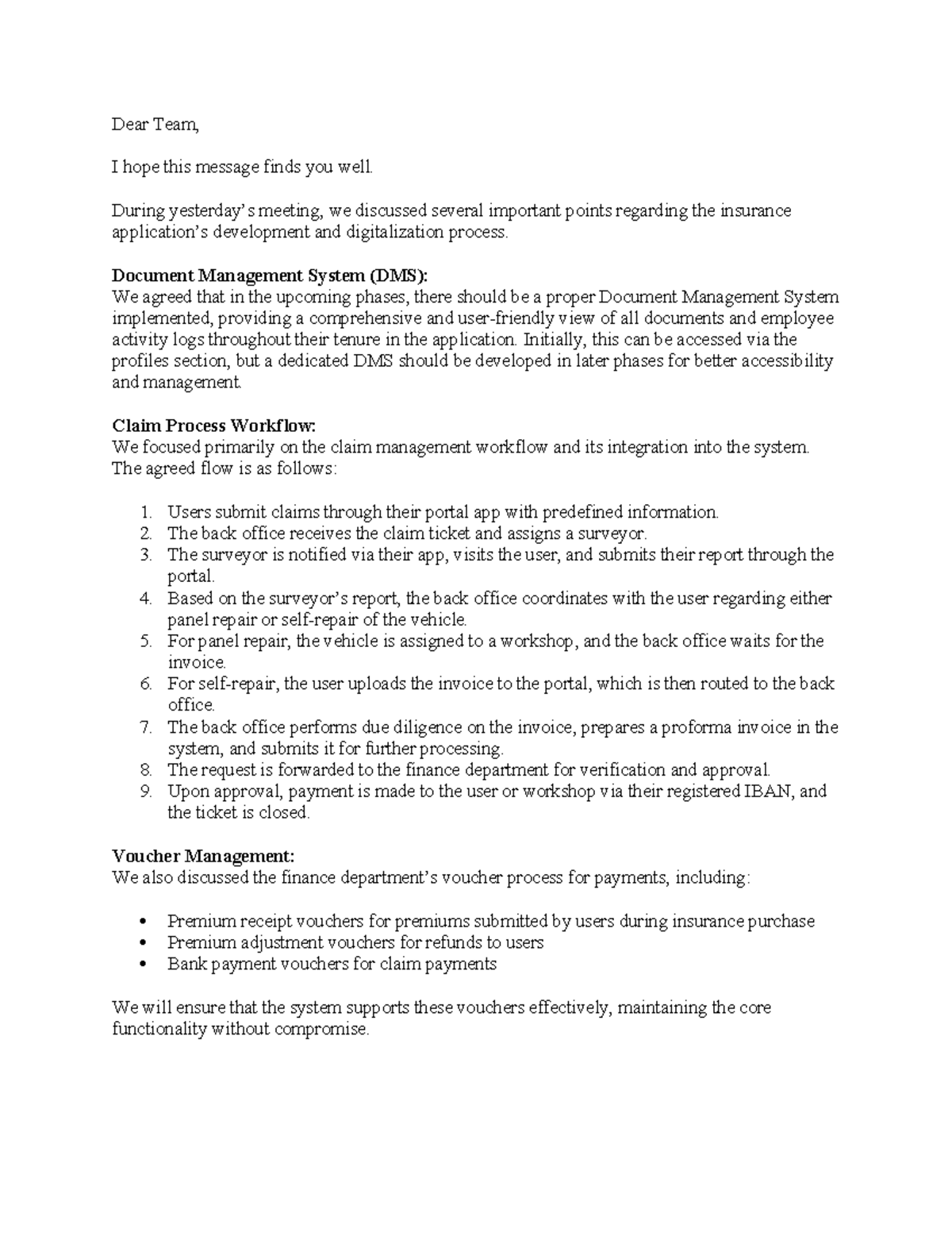 Meeting Minutes: Insurance Development & Digitalization Process - Studocu