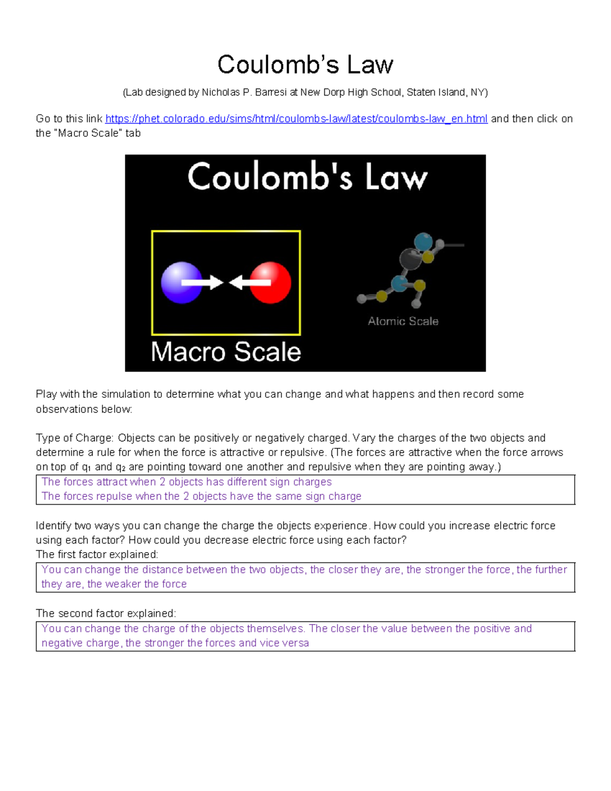 Coulomb's Law - Lab Report (PHYS 101) - Studocu