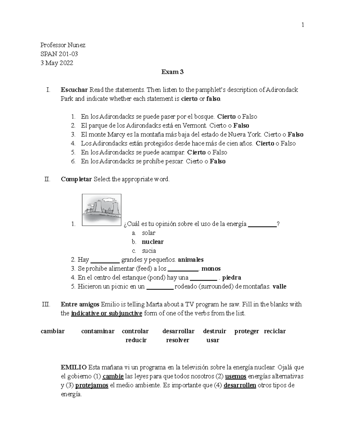 SPAN 201-03 Exam 3 Comprehensive Study Guide - Studocu