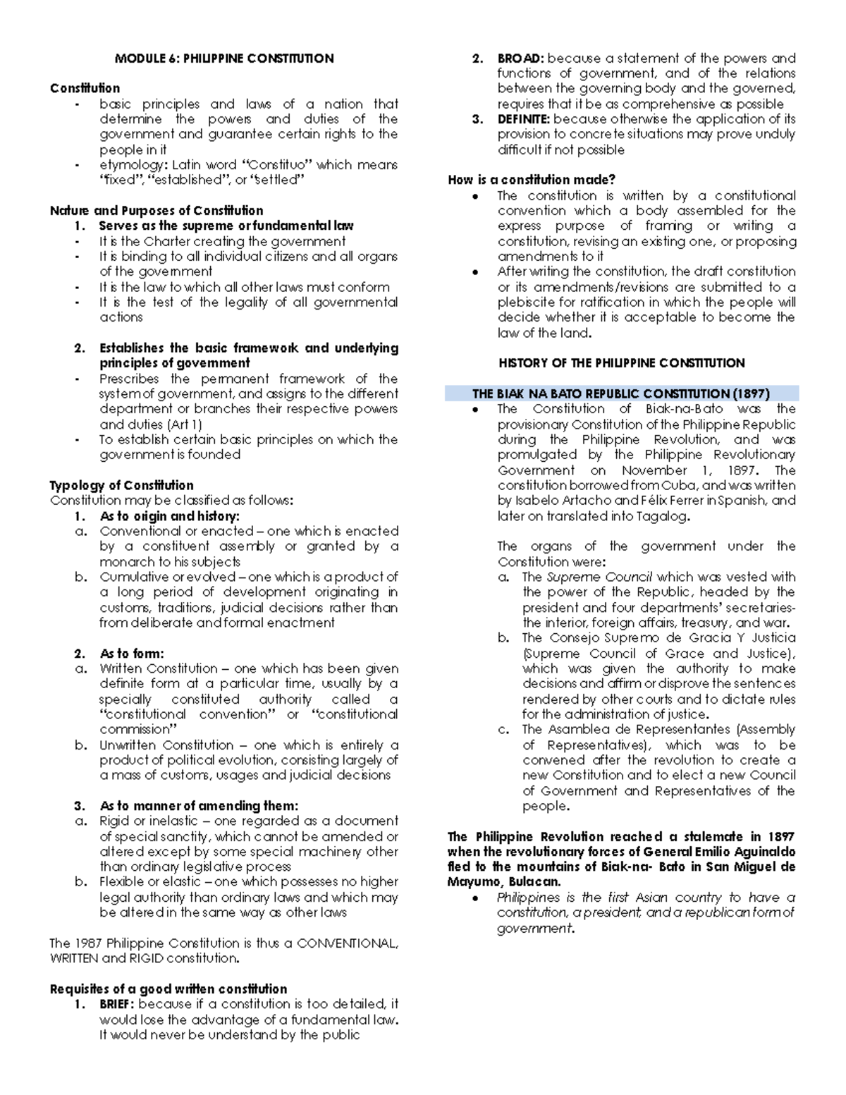 THE Philppine Constitution - MODULE 6: PHILIPPINE CONSTITUTION ...