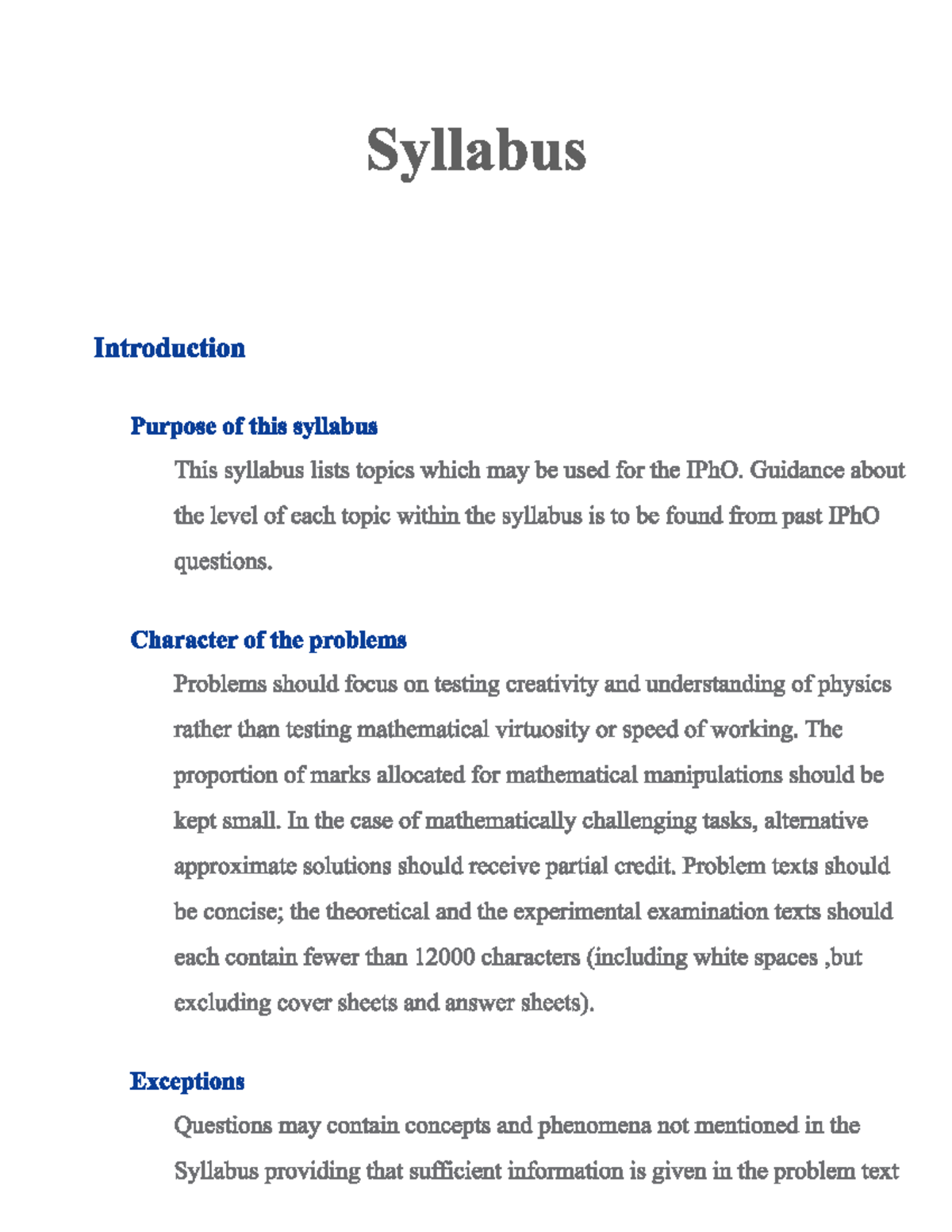 IPhO 2025 - Comprehensive Syllabus Overview and Guidelines - Studocu