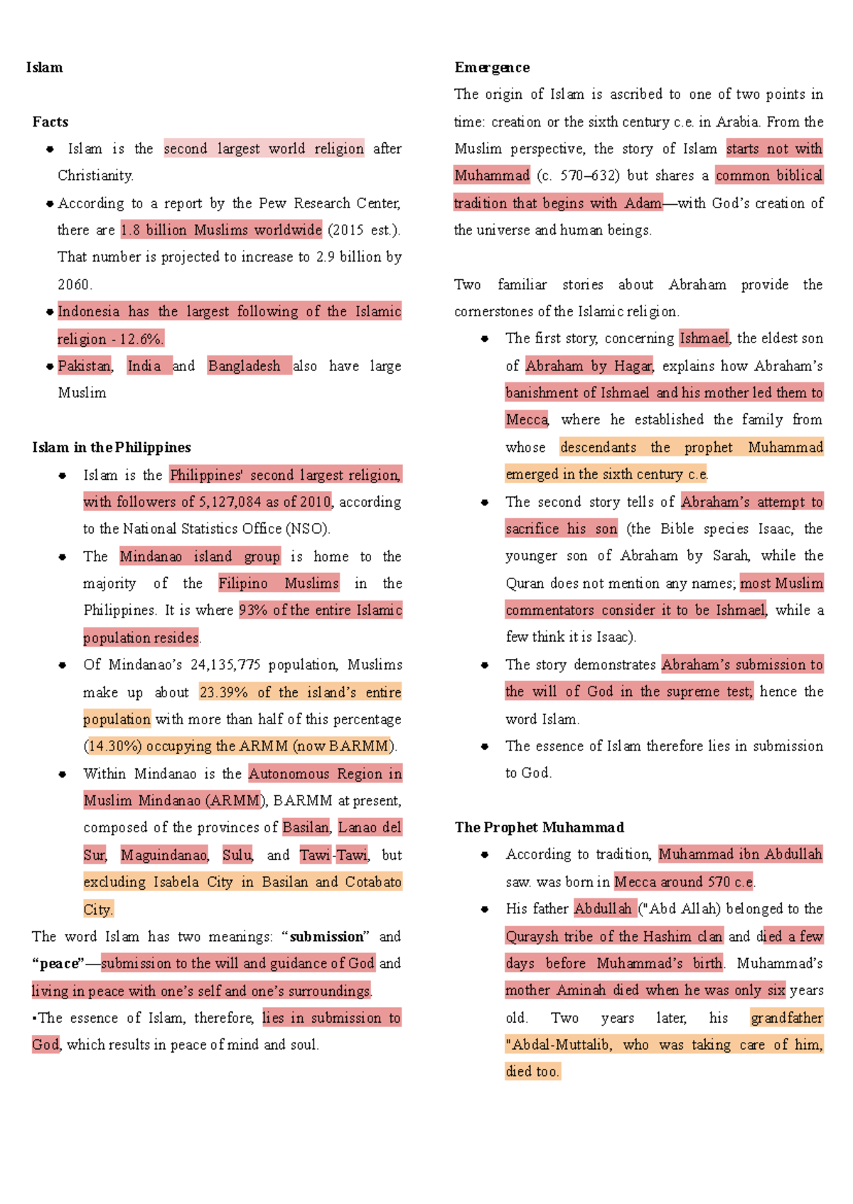 Islam: Emergence, Beliefs, and Practices - REL 101 Lecture Notes - Studocu
