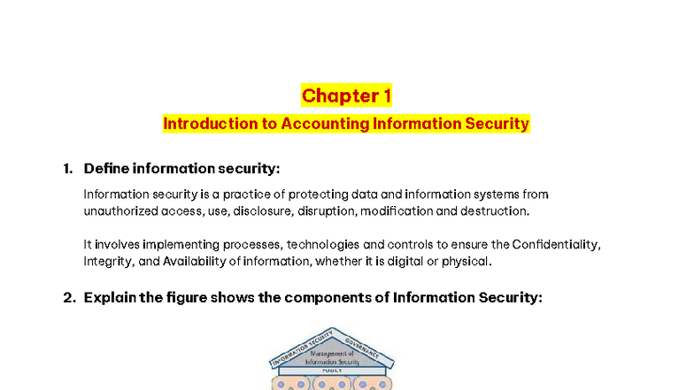 Chapter 1: Introduction to Accounting Info Security (ACC 101) - Studocu