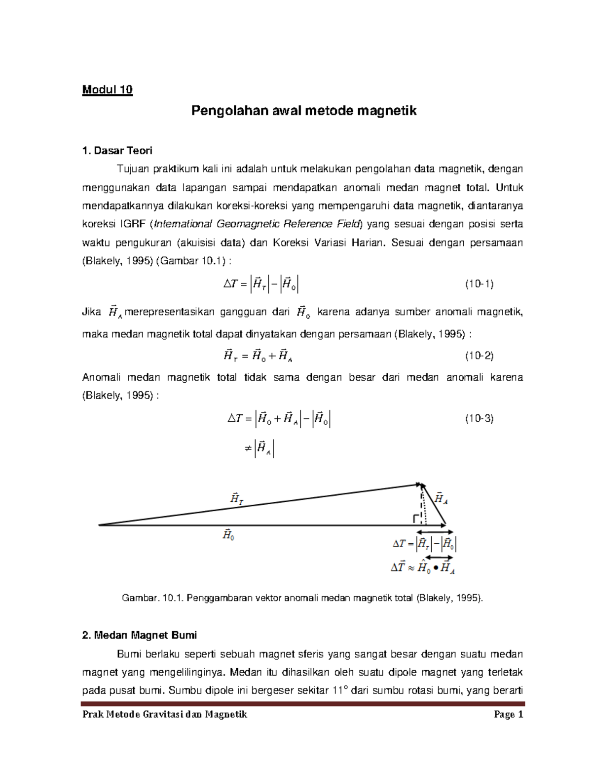 Modul 10 - Pengolahan Awal Data Magnetik dan Teori Medan Magnet Bumi ...