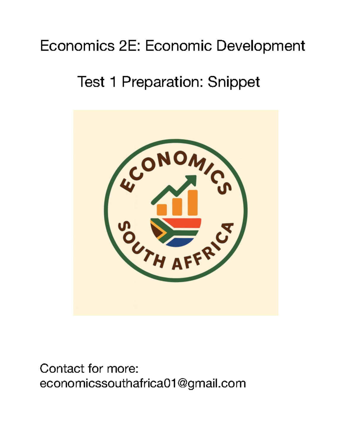 ECO 2E: Test 1 Prep on Economic Development Concepts and Terminology ...