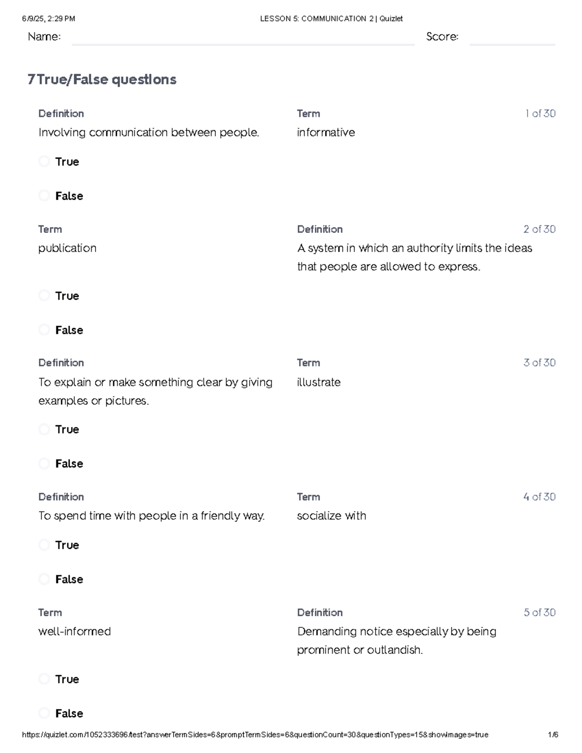 Lesson 5: Communication 2 Quizlet Study Guide and Review - Studocu